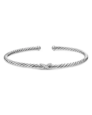David Yurman Micro Cable Flex Petite X Bracelet - Silver