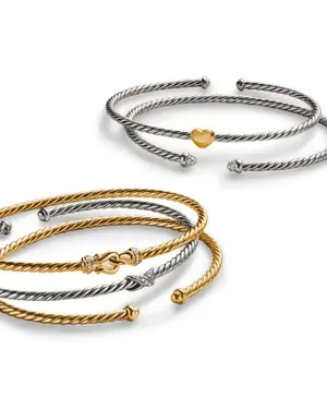 David Yurman Micro Cable Flex Petite X Bracelet - Silver