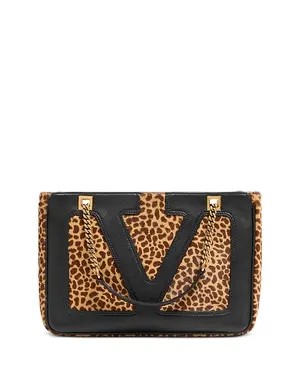 Valentino Garavani Viva Superstar Small Leopard Print Tote - Tan