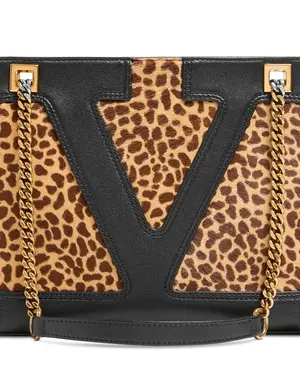 Valentino Garavani Viva Superstar Small Leopard Print Tote - Tan