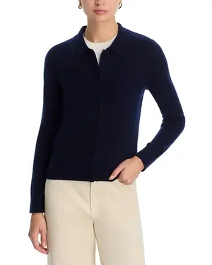 Bloomingdale'S 100% Cashmere Polo Cardigan Sweater