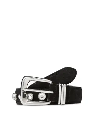 Veronica Beard Suede Crystal Arch Belt - Black