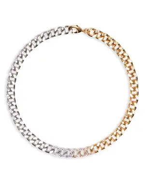 Maje Rhinestone Collar Necklace - Gold Silver