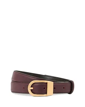 REISS Hazel Leather Belt - Burgundy