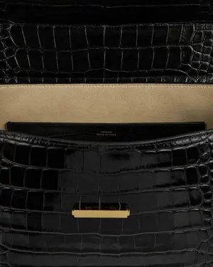 TOTEME Croco Embossed Leather Box Bag - Black