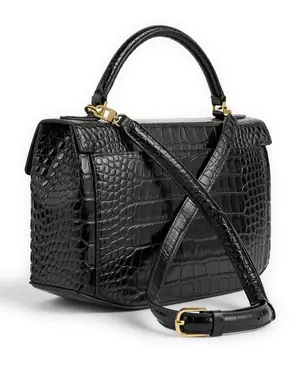 TOTEME Croco Embossed Leather Box Bag - Black