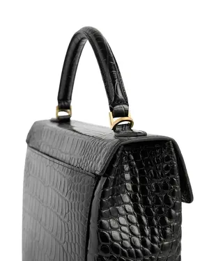 TOTEME Croco Embossed Leather Box Bag - Black