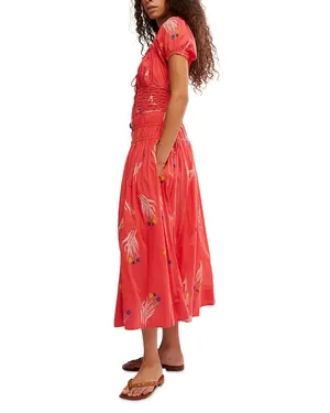 Free People Complete Me Midi Dress - Coral Combo