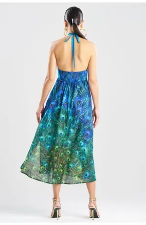 Natori Peacock Cotton Voile Maxi Dress With Beading