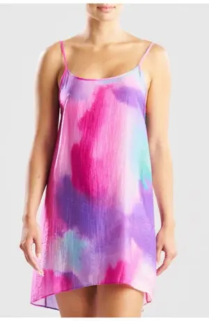 Natori Watercolor Sheer Mini Dress