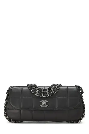 Chanel Chocolate Bar Flap Bag With Three Chain Straps