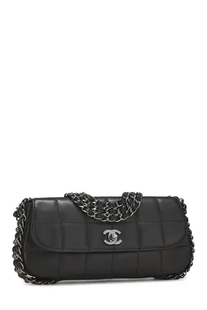 Chanel Chocolate Bar Flap Bag With Three Chain Straps