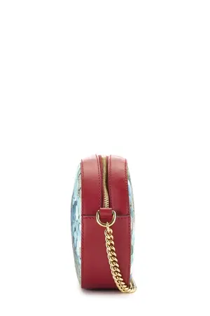 Gucci Gg Blooms Supreme Canvas Chain Crossbody - Red