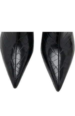 Mango Croc Embossed Pointed Toe Knee High Boots
