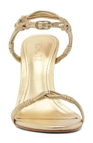 Schutz Nara Ankle Strap Stiletto Sandal - Platina