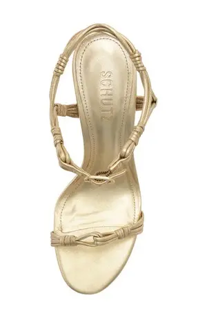 Schutz Nara Ankle Strap Stiletto Sandal - Platina