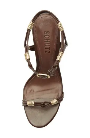 Schutz Nara Ankle Strap Stiletto Sandal - Root Brown