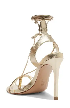Schutz Demetria Ankle Strap Stiletto Sandal - Platina