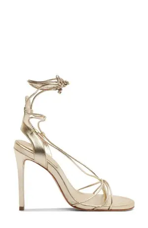 Schutz Demetria Ankle Strap Stiletto Sandal - Platina