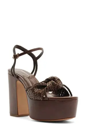 Schutz Chocolate Platform Block Heel Sandals