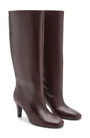 Mango Leather Knee High Boot