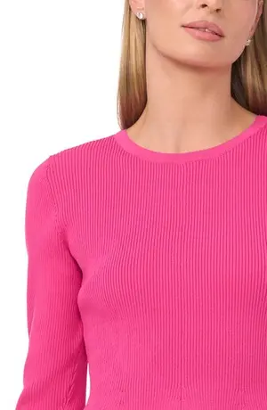 Halogen Rib Peplum Sweater - Rose Violet