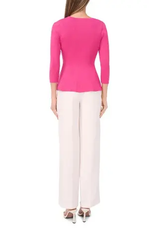 Halogen Rib Peplum Sweater - Rose Violet