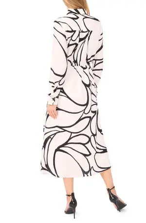 Halogen Abstract Print Tie Waist Maxi Dress