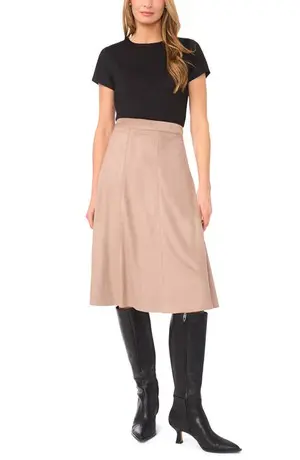 Halogen Paneled A-line Midi Skirt