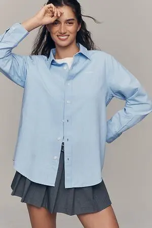 MOTHER The Bestie Long-sleeve Buttondown Top - Light Blue