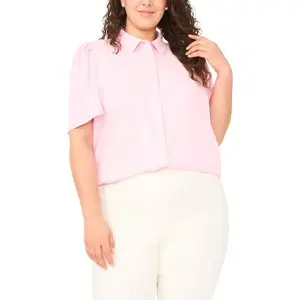 Halogen Button-up Puff Sleeve Top - Ballerina
