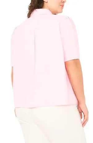 Halogen Button-up Puff Sleeve Top - Ballerina
