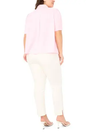 Halogen Button-up Puff Sleeve Top - Ballerina