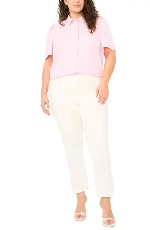 Halogen Button-up Puff Sleeve Top - Ballerina