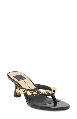 Dolce Vita Daksie Embellished Flip Flop - Black Leather