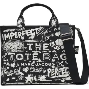 Marc Jacobs The Punk Scribble Medium Canvas Tote Bag - Black Multi