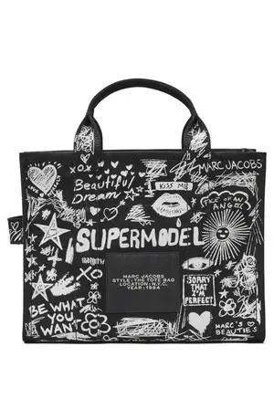 Marc Jacobs The Punk Scribble Medium Canvas Tote Bag - Black Multi