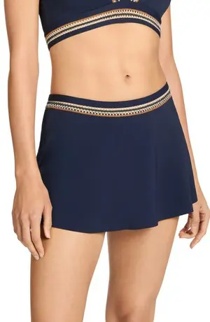 Robin Piccone Skirted Bikini Bottom - Navy