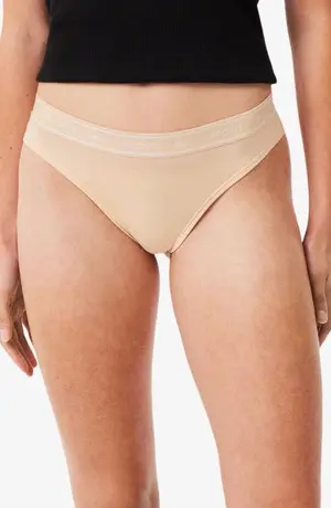 Lacoste Stretch Cotton Jersey Thong - Biscuit