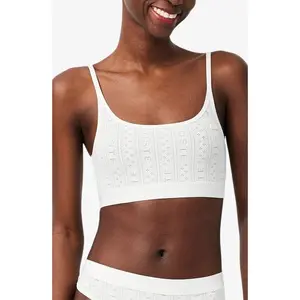 Lacoste Logo Pointelle Bralette - Flour
