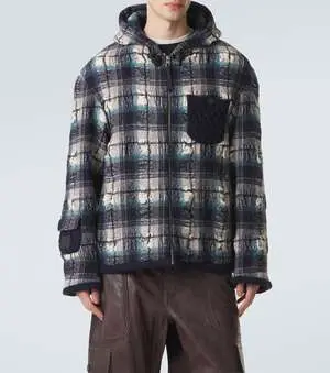 Loewe Plaid Wool And Linen Jacket