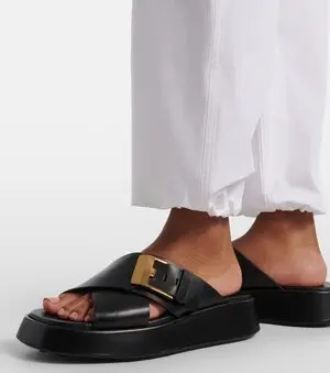 TOD'S Leather Slides - Black