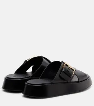 TOD'S Leather Slides - Black