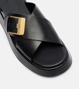 TOD'S Leather Slides - Black