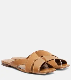 TOD'S Leather Slides - Brown
