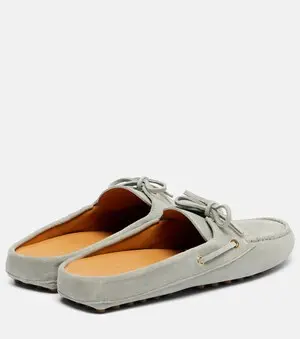 TOD'S Suede Mules With Buckle Detailing - Grey
