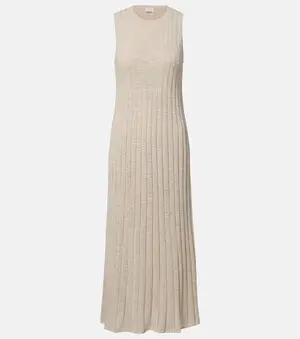 Brunello Cucinelli Ribbed Knit Midi Dress - Beige