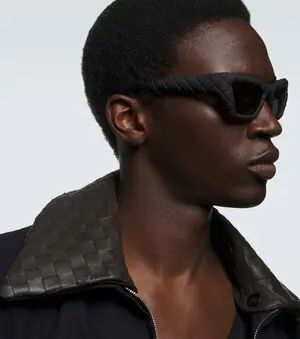 Bottega Veneta Intrecciato Rectangular Sunglasses