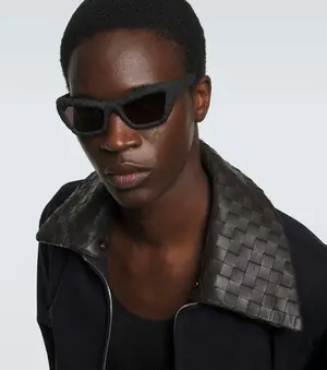 Bottega Veneta Intrecciato Rectangular Sunglasses