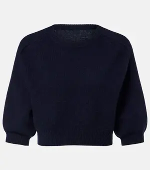 Khaite Lorelai Cropped Wool And Cashmere Sweater - Blue